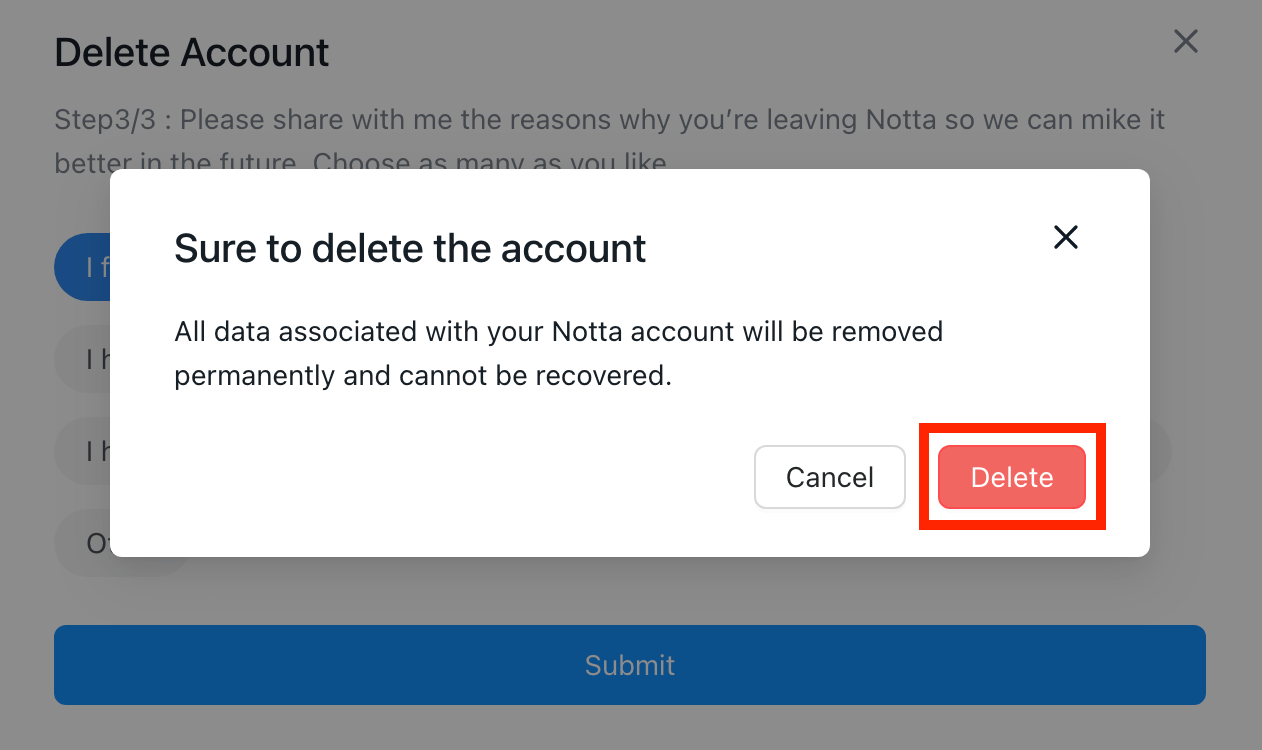 How to delete my Notta account? – Notta - Help Center
