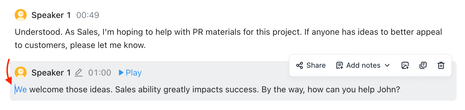 How to edit transcripts? – Notta - Help Center