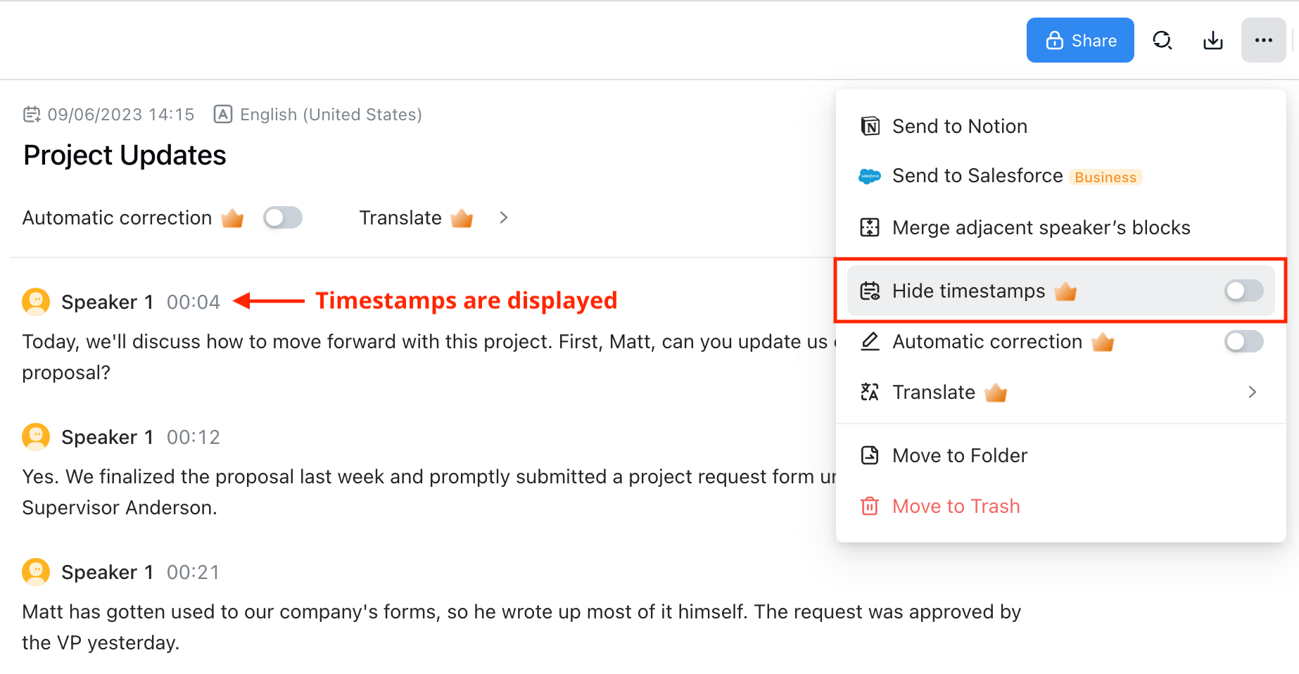 How to edit transcripts? – Notta - Help Center