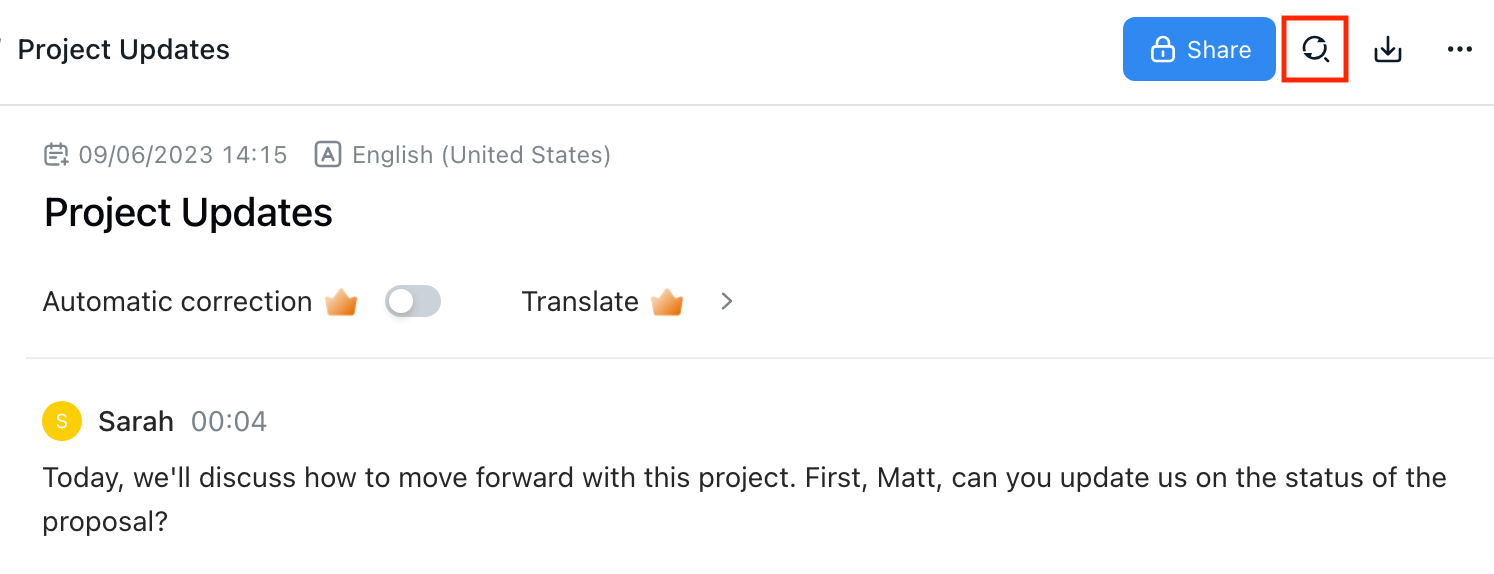 Edit transcripts – Notta - Help Center