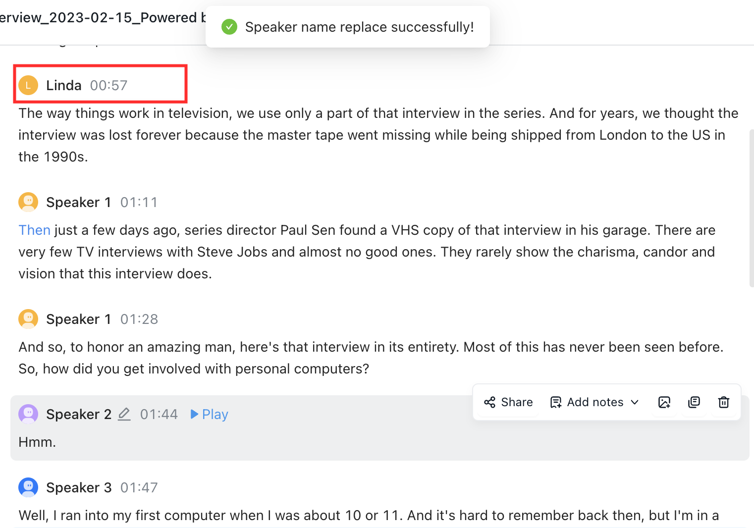 Edit transcripts – Notta - Help Center