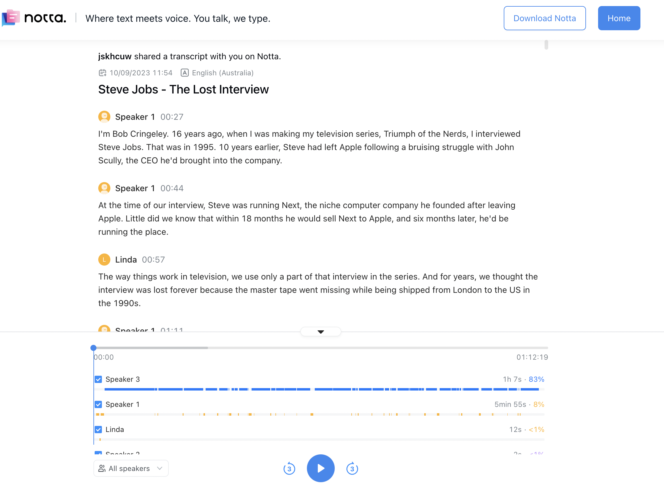 Download and Share transcripts – Notta - Help Center