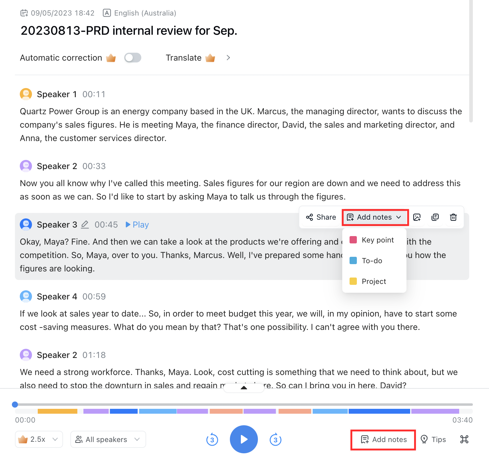Edit transcripts – Notta - Help Center
