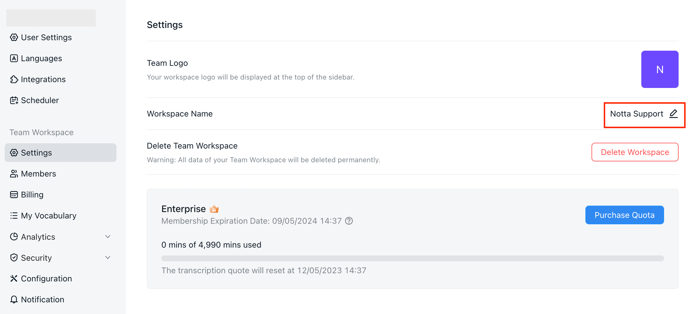 How to set up user informations and workspace on Notta? – Notta - Help Center