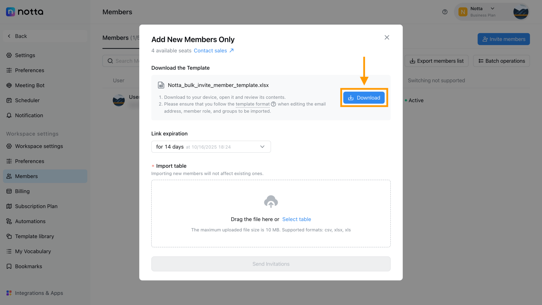 Invite and manage members – Notta - Help Center