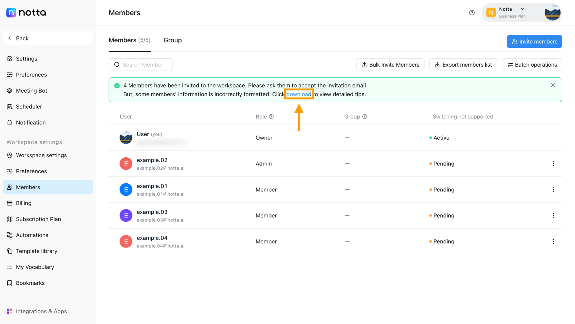 Invite and manage members – Notta - Help Center