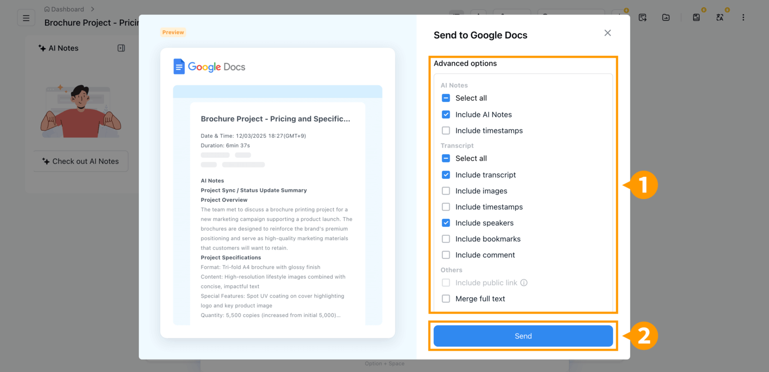 Send transcripts and AI Notes to Google Docs – Notta - Help Center