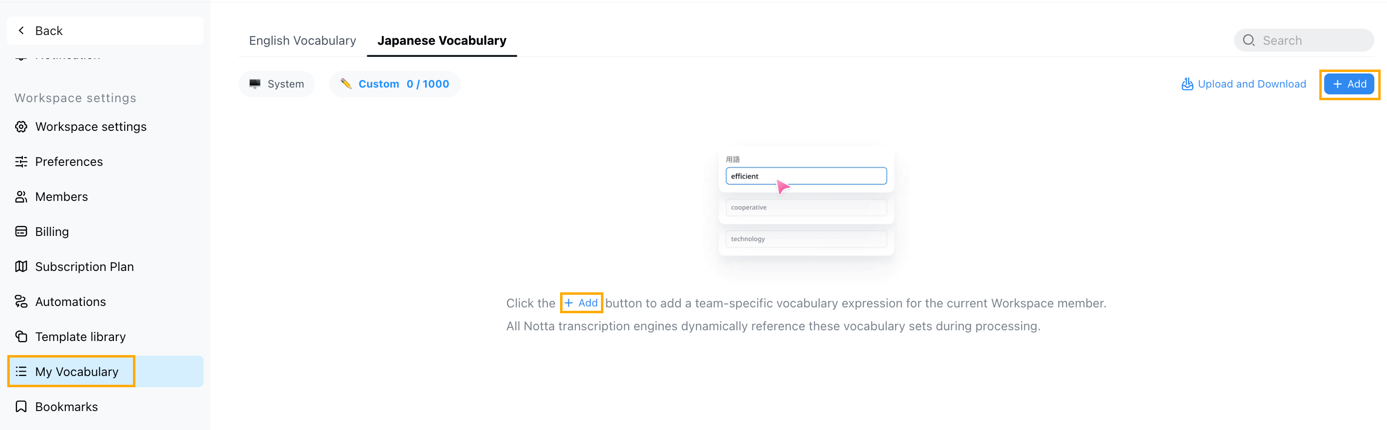 Add Japanese Vocabulary – Notta - Help Center