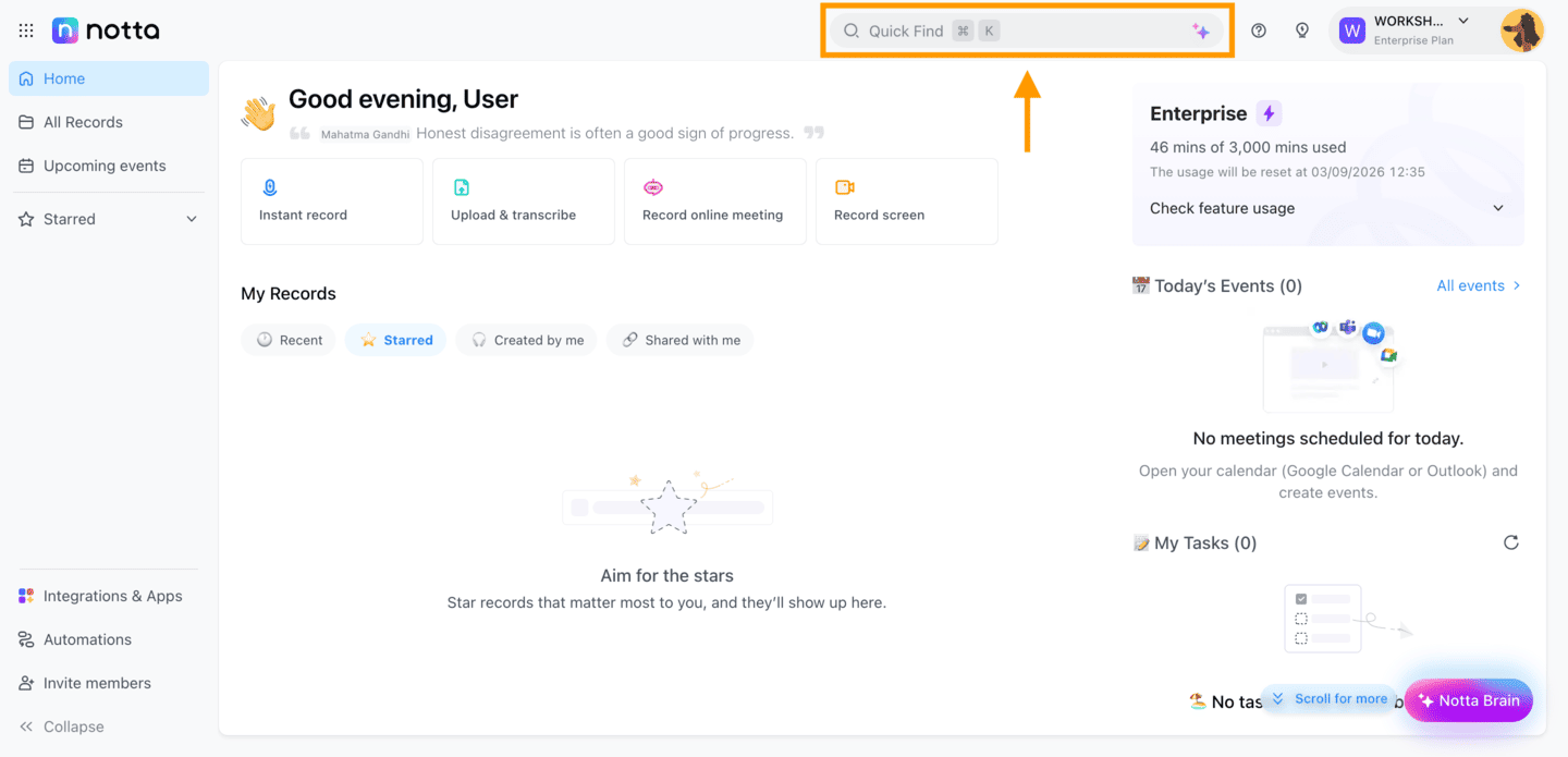 Locate records & folders with Quick Find – Notta - Help Center